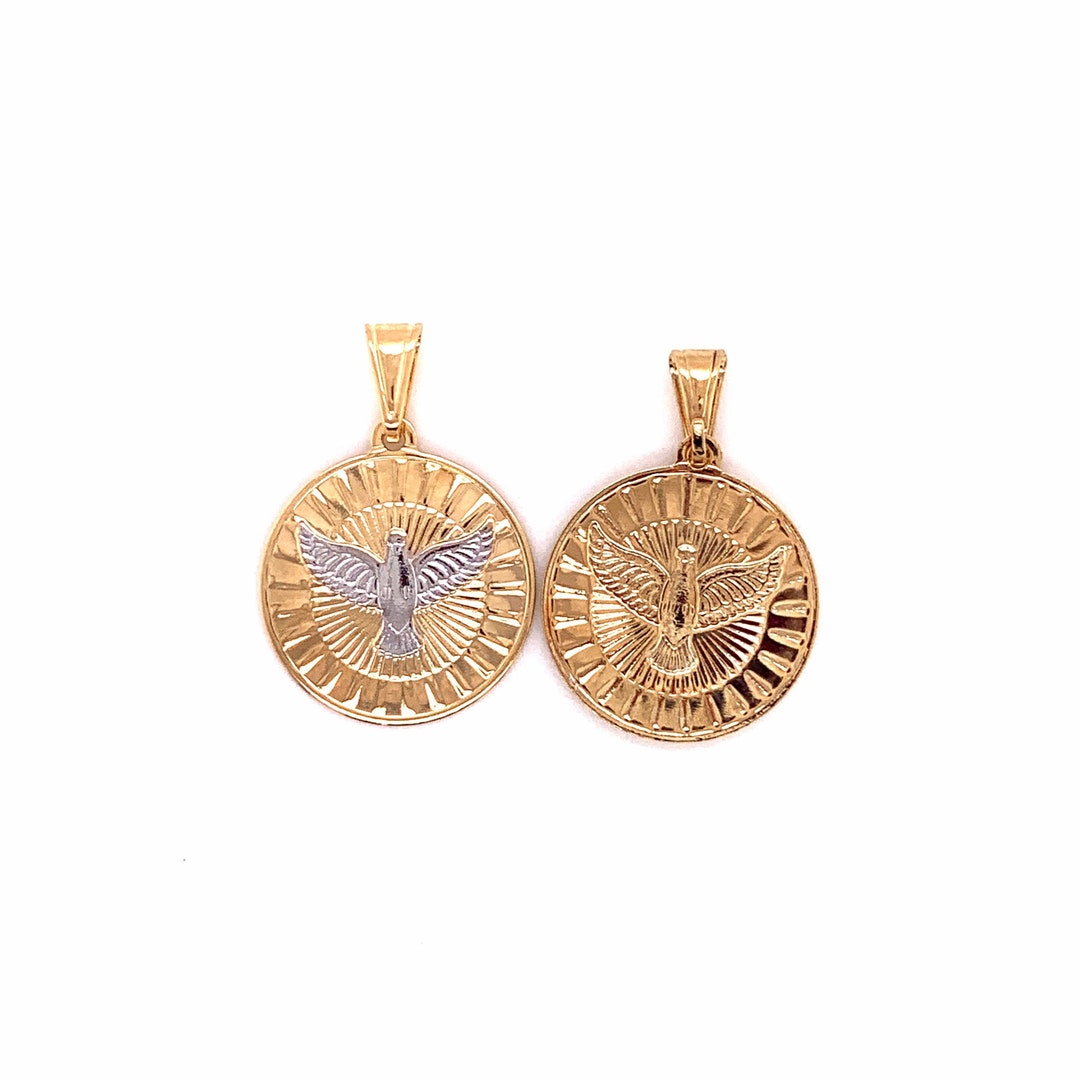 Gold Filled Two Tone Holy Spirit Pendant, First Holy Communion, Gold ...