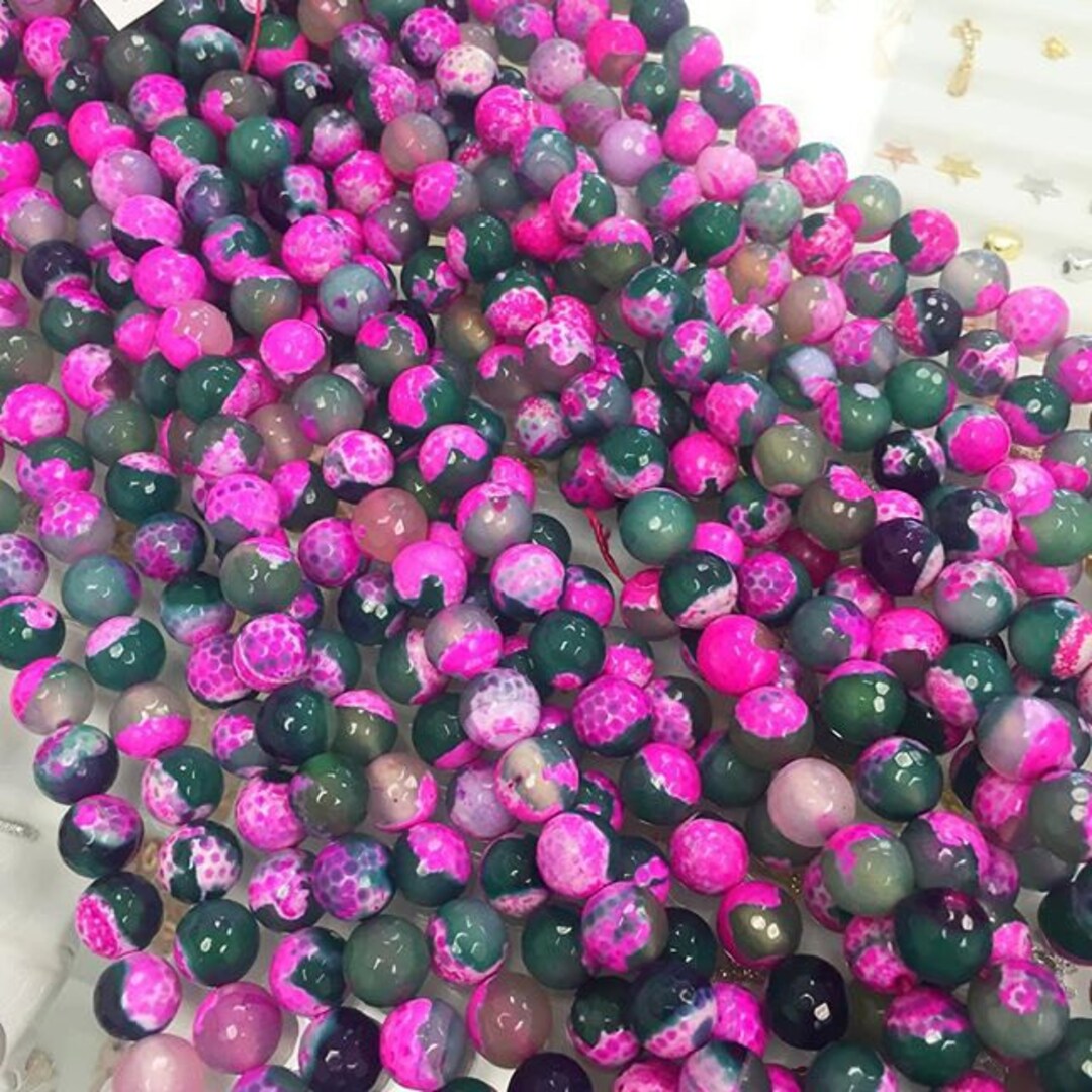 10mm Pink/green Fire Agate Faceted, 12mm Pink & Green Fire Agate Beads ...