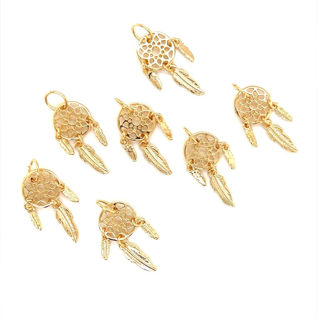 18KT Gold Filled Dream Catcher Charm,dream Catcher Pendant,charms for ...