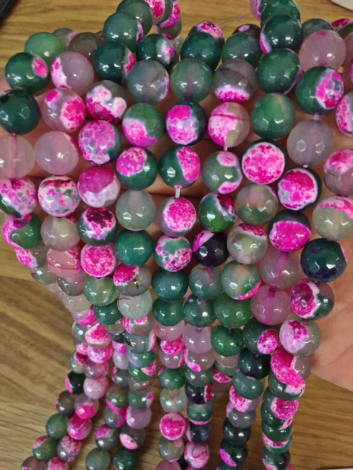 10mm Pink/Green Fire Agate Faceted 12mm Pink & Green Fire | Etsy