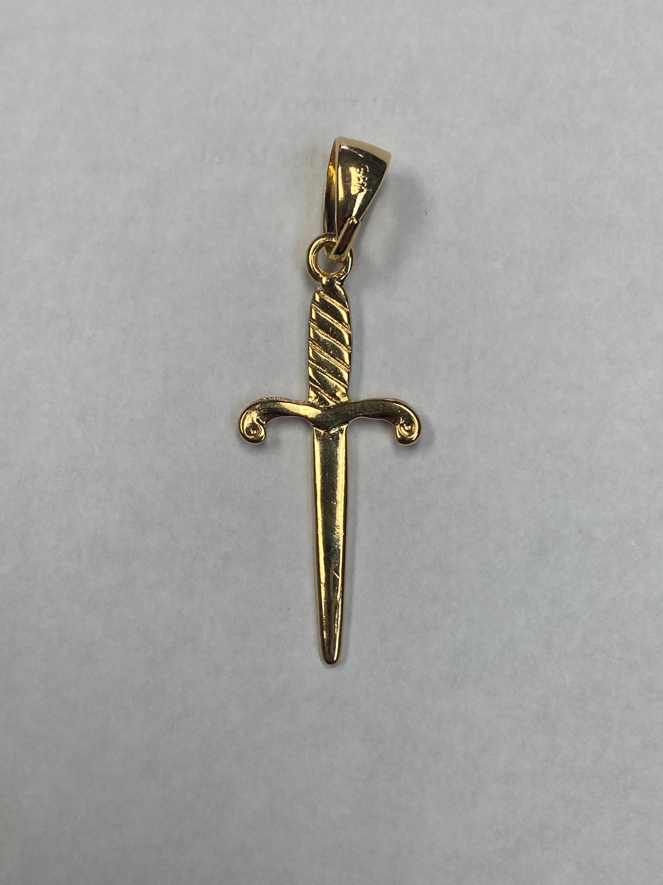 Large Gold Sword Pendant for Necklace,gold Filled Mens Knife Sword ...