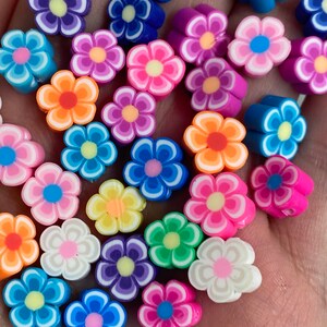 100 Bright Flower Beads,90's Boho Accent Flower Beads,colorful Pack of ...