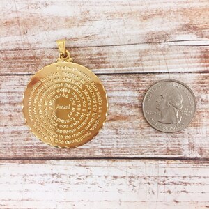 Large Gold Filled Our Father Prayer Charm,the Lords Prayer Medal ...