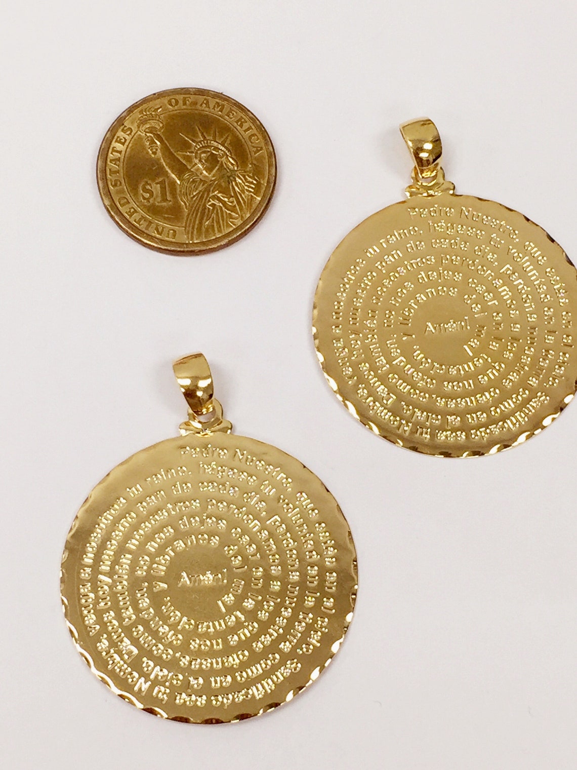 Large Gold Filled Our Father Prayer Charm,the Lords Prayer Medal ...