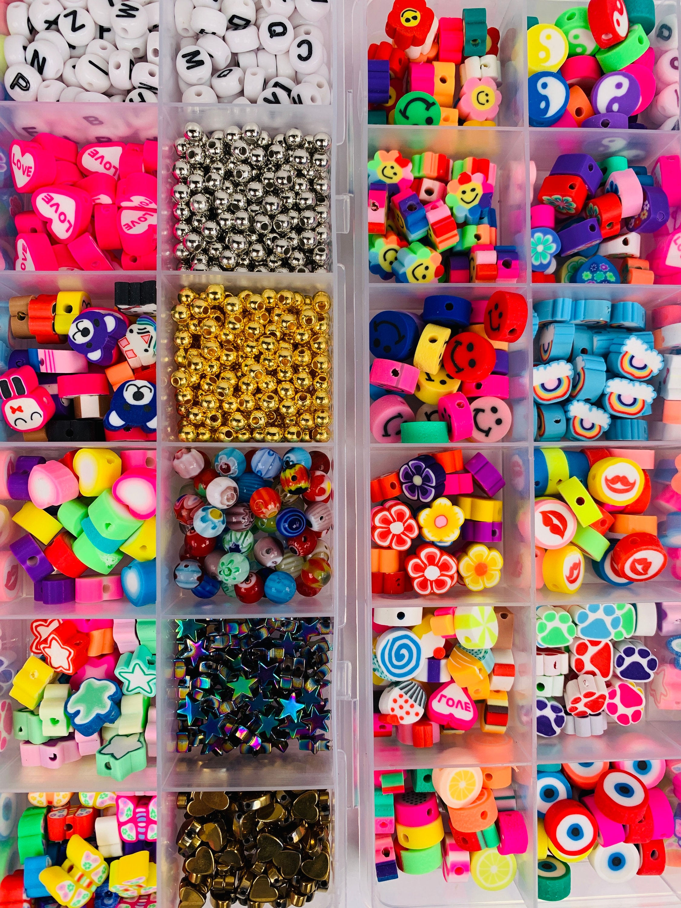 DIY Kids Bead Kit,y2k Assorted Bead Kit,gold Beaded Bracelet Kit,diy ...
