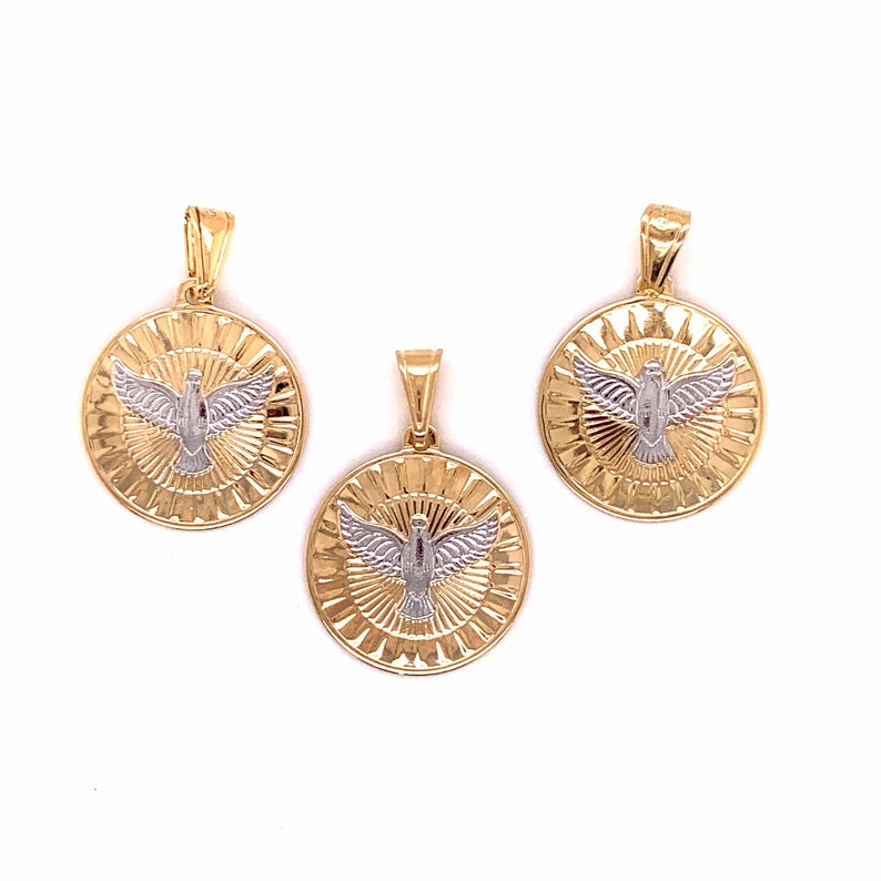 Gold Filled Two Tone Holy Spirit Pendant, First Holy Communion, Gold ...