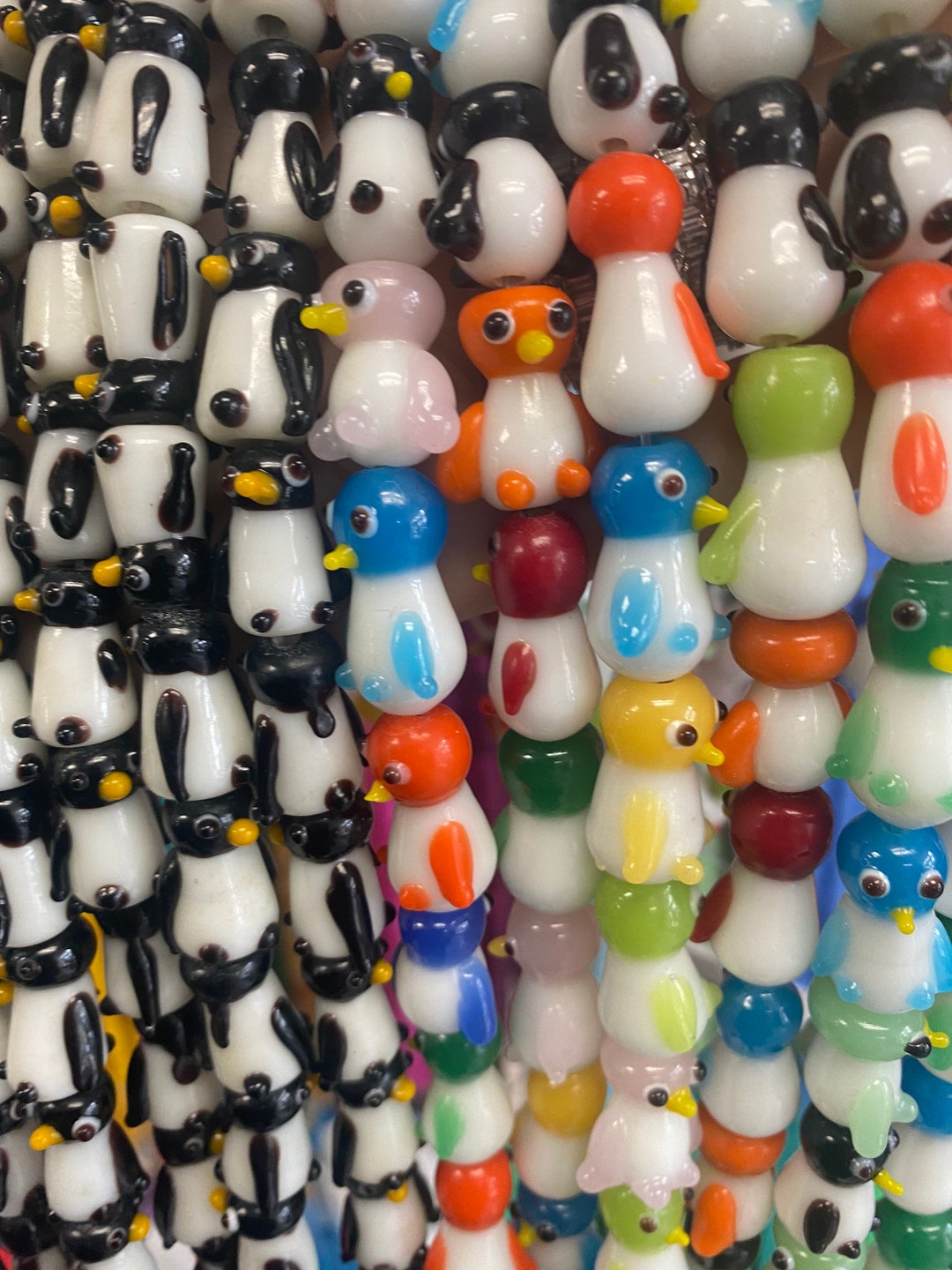20 Penguin Beadsstrand of Colorful Bird Beads Animal Beads - Etsy