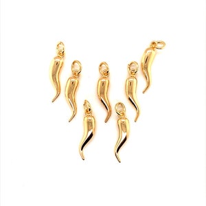 18K GF Italian Cornicello Charm, Italian Pepper Pendant, Italian Amulet ...