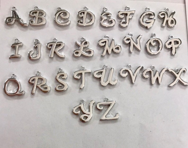 Dainty Sterling Silver Cursive Initial Charmscript | Etsy