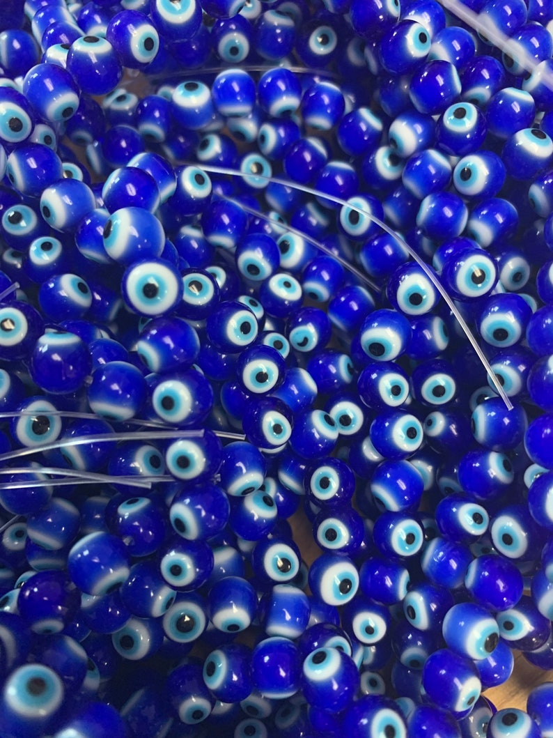 50 Evil Eye Round Glass Beadsreligious Amulet Prayer | Etsy