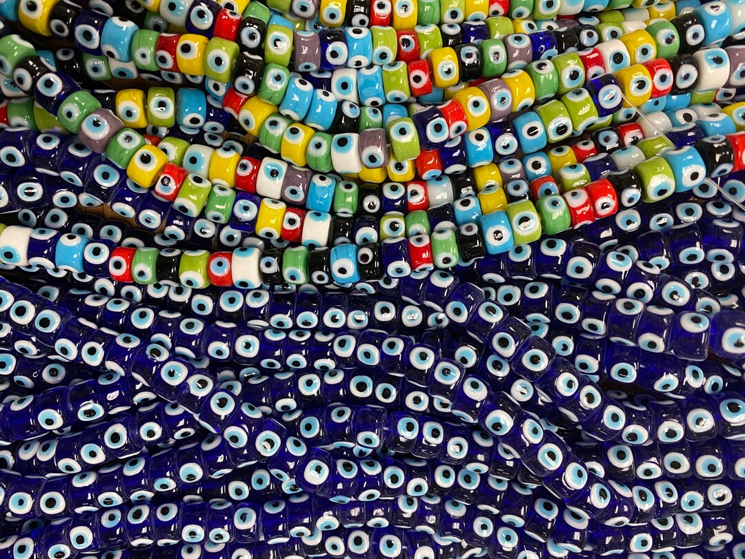 50 Large Evil Eye Beads,blue Evil Eye Accent Beads,lucky Eye Rondelle ...