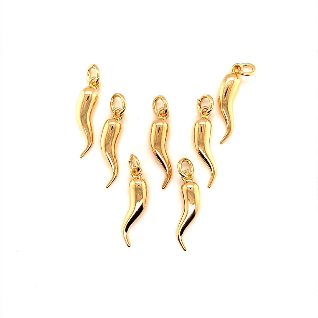 18K GF Italian Cornicello Charm, Italian Pepper Pendant, Italian Amulet ...