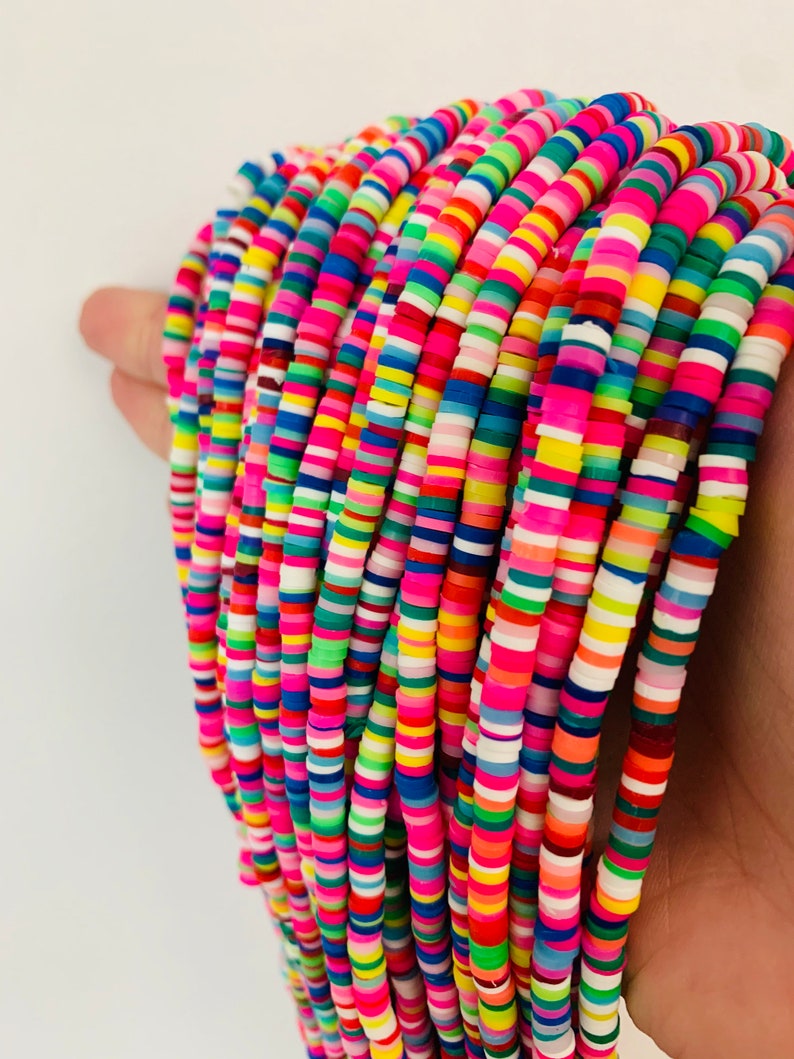 Disc Beads, Spacer Beads, Multi-colored Polymer Clay Beads, Jewelry ...