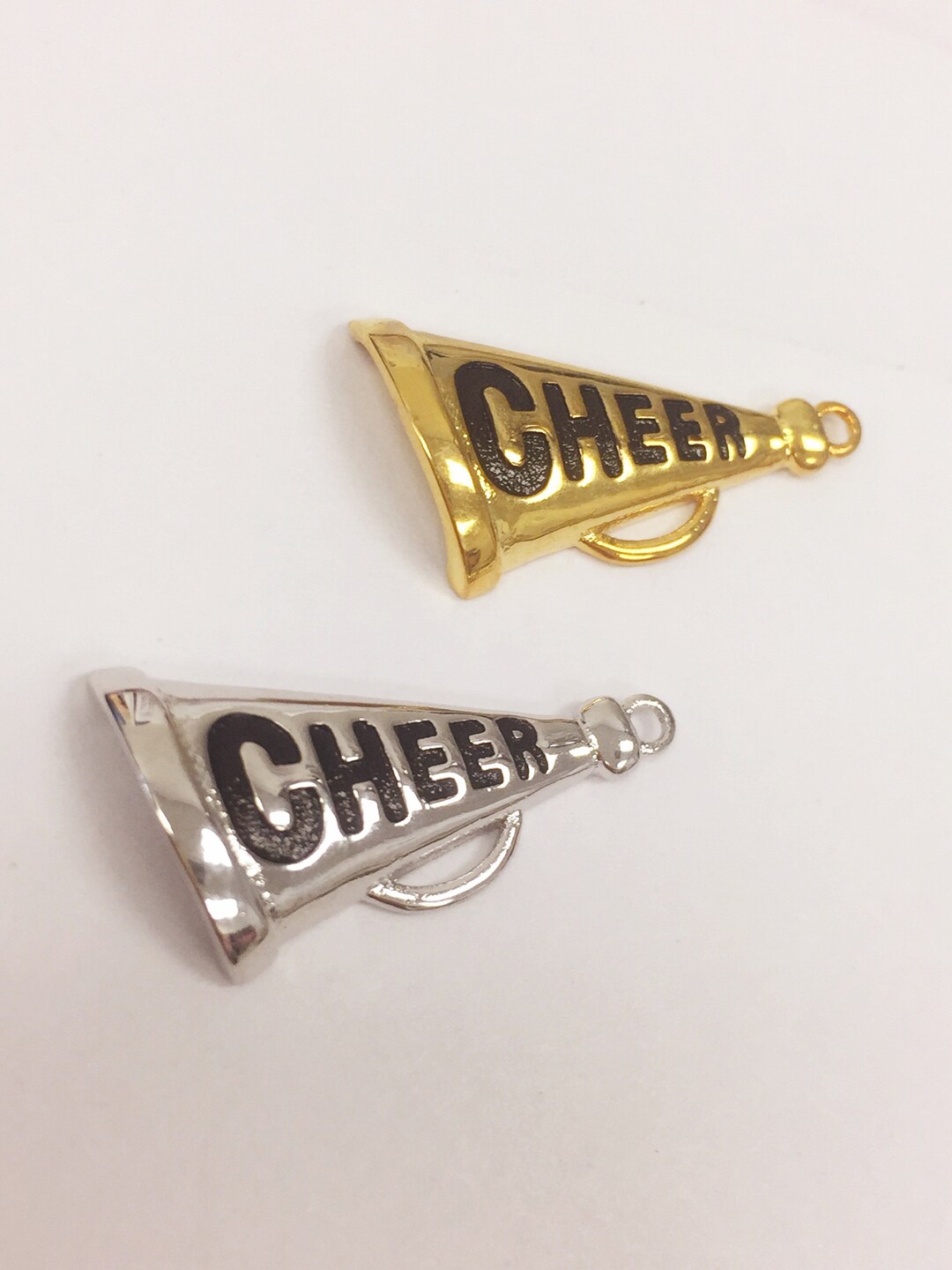 18k GP Silver Cheerleading Megaphone Pendant,gold Cheer Coach Charm for ...