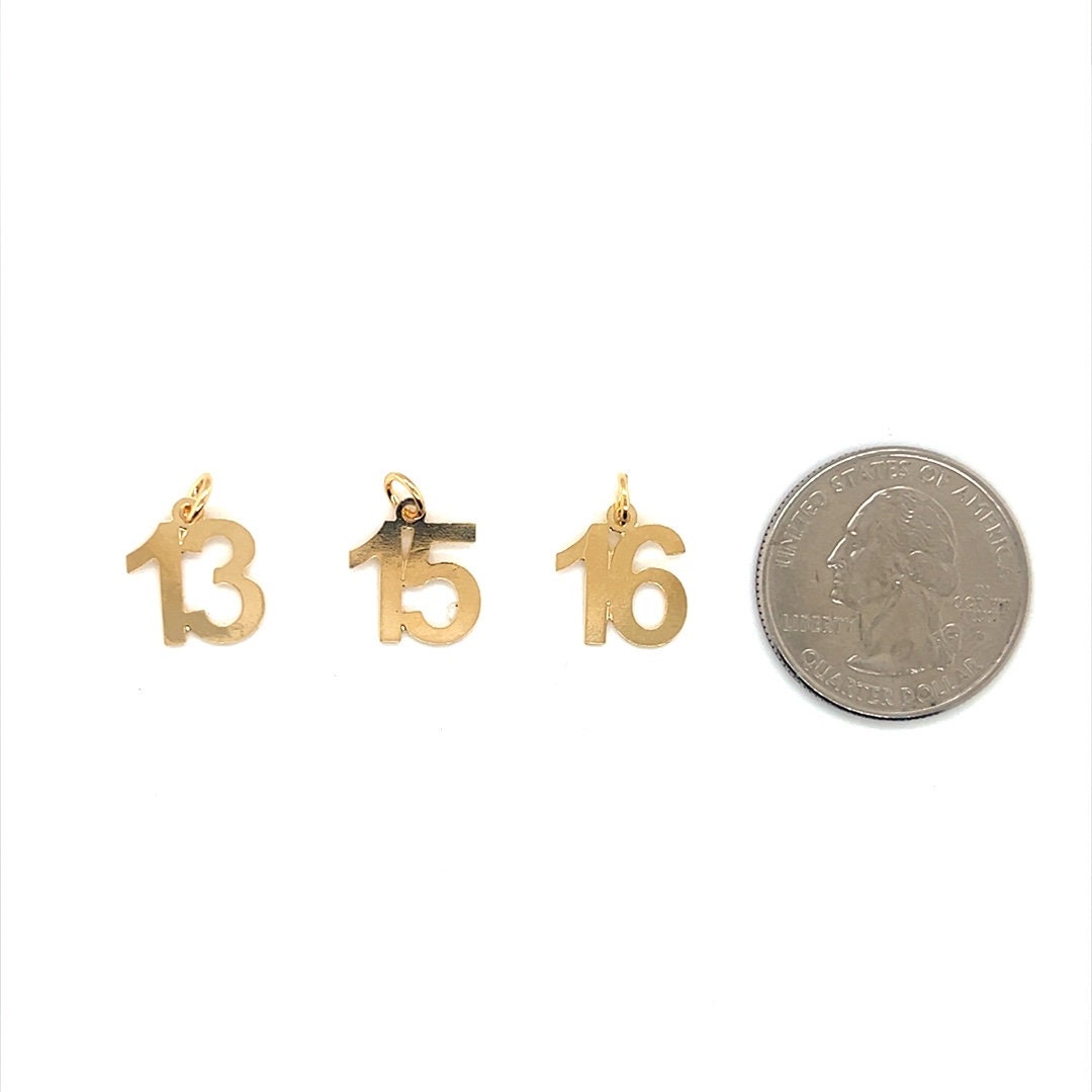 Gold Filled Number 13 Charm, Teenager Charm, Thirteen Charm, Gold ...