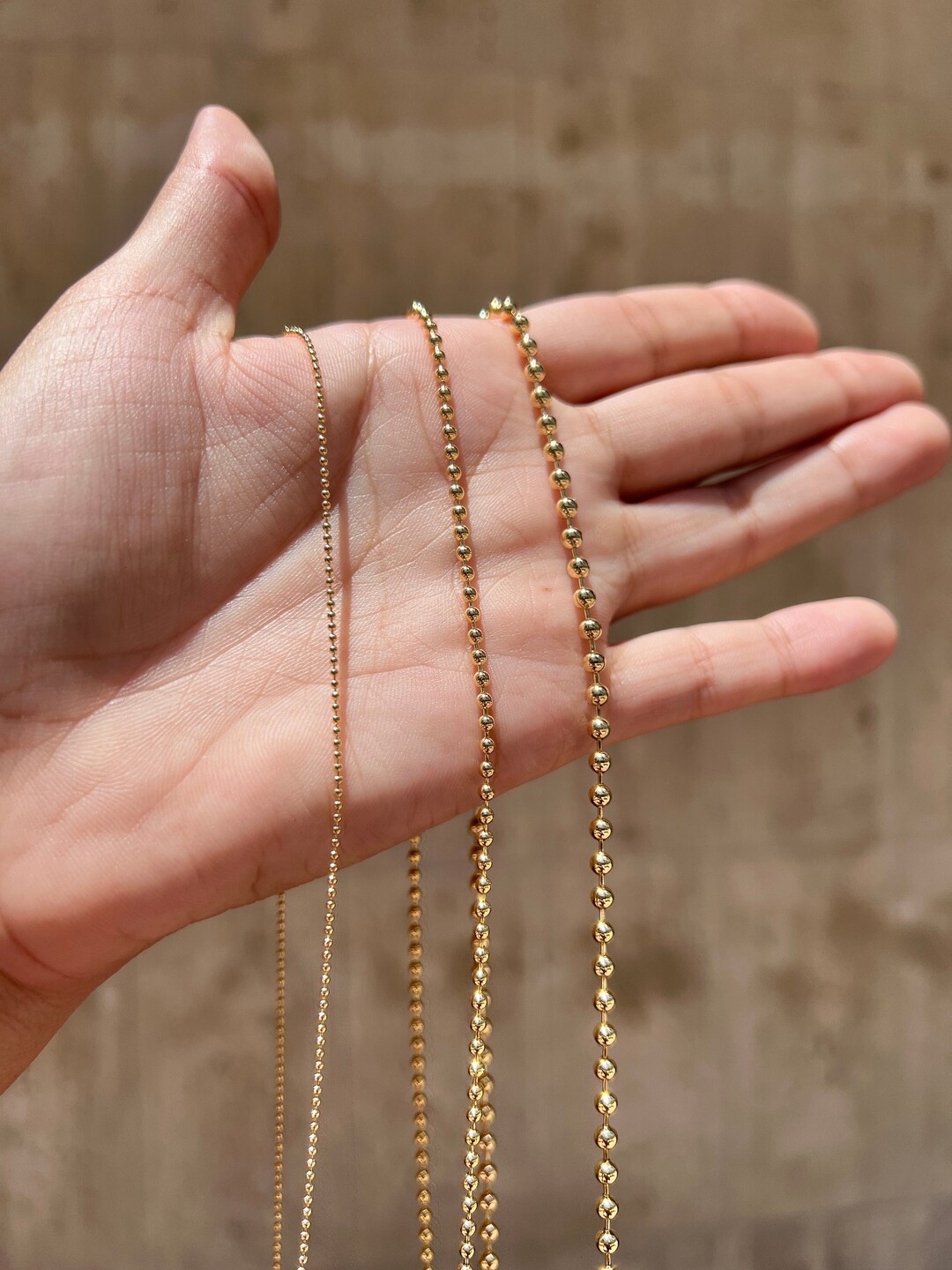 Wholesale Gold Filled 3mm Ball Chains, 18KT Gold Filled Miltary Ball ...