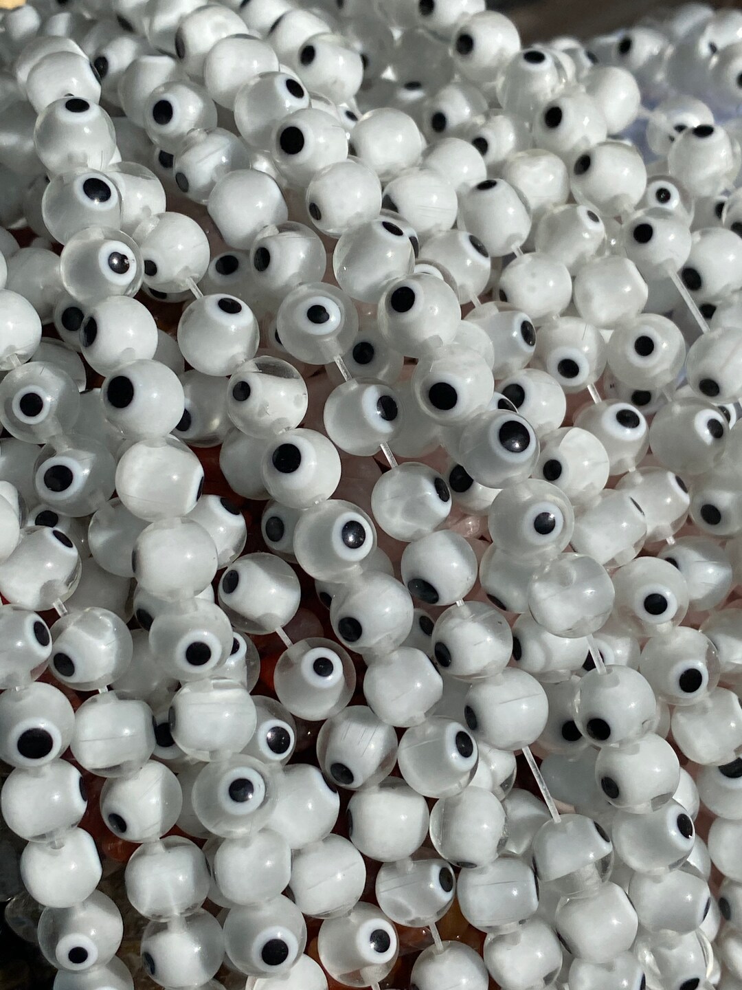 Evil Eye Round Glass Beads,clear White Evil Eye Beads, Lucky Eye Beads ...