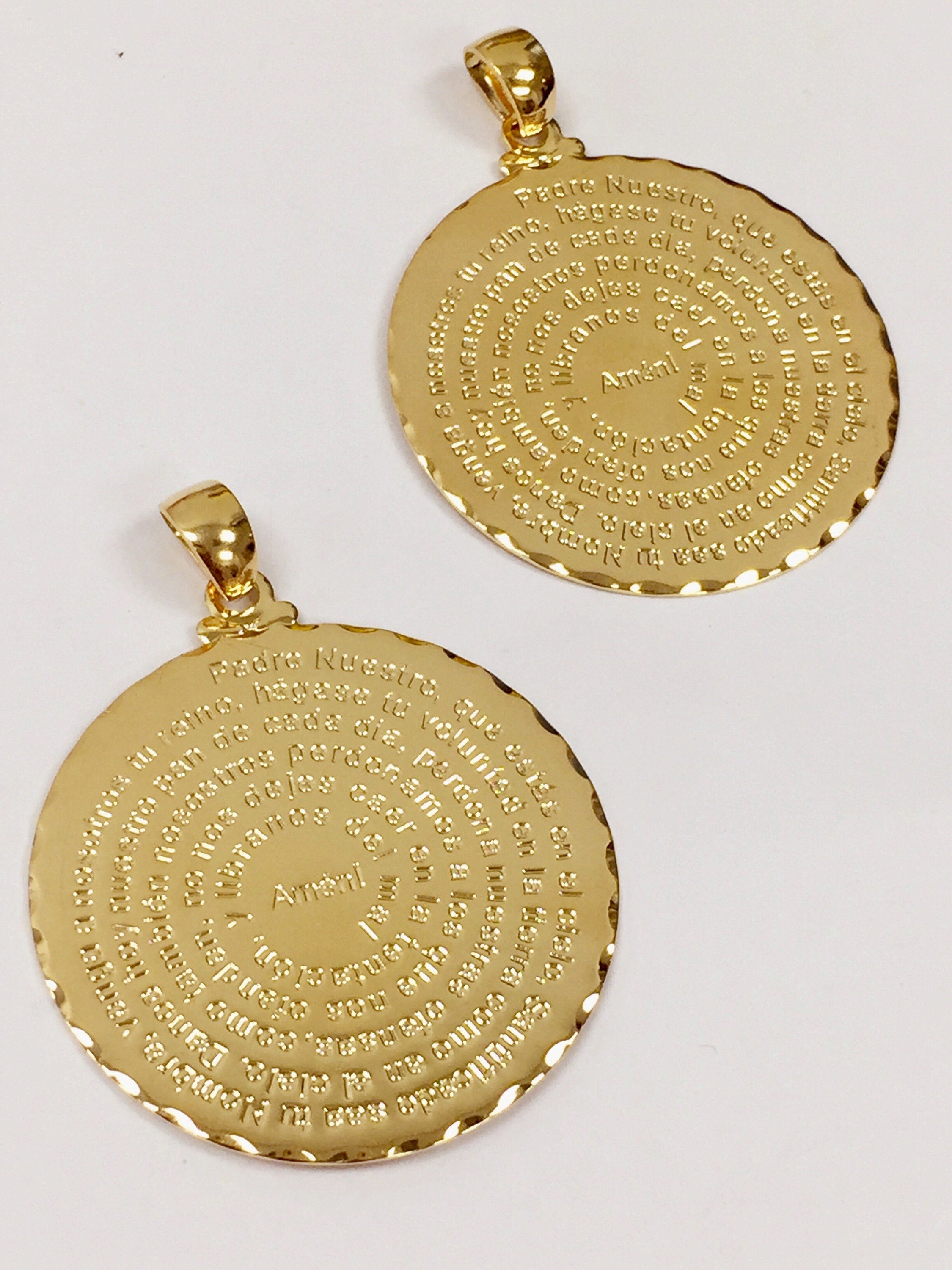 Large Gold Filled Our Father Prayer Charm,the Lords Prayer Medal ...