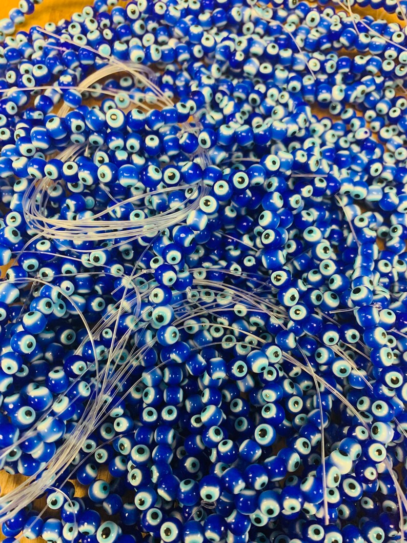 50 Evil Eye Round Glass Beadsreligious Amulet Prayer | Etsy