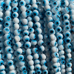 Blue Evil Eye Beads,white Light Blue Round Lucky Eye Beads,wholesale ...