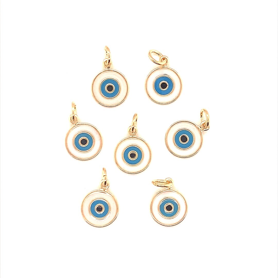 18K GF Evil Eye Charm,mini Lucky Eye Charms,dainty Evil Eye Pendant ...