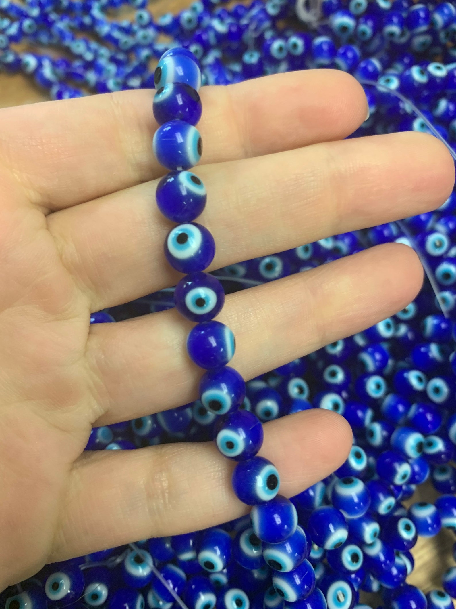50 Evil Eye Round Glass Beadsreligious Amulet Prayer | Etsy