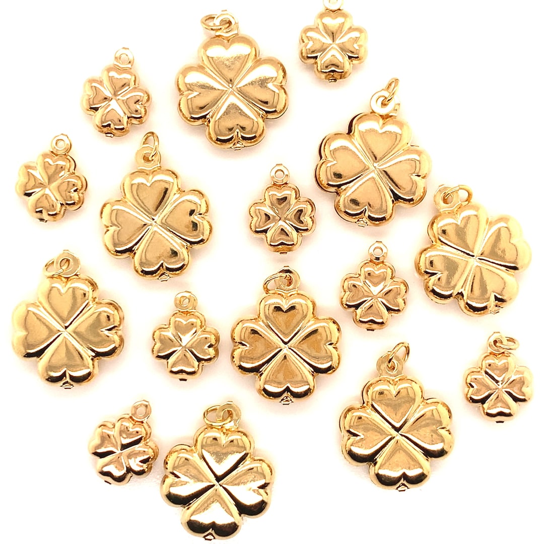 Gold Filled Clover Charm, 3D Four Leaf Clover, Quatrefoil Charm, Clover ...