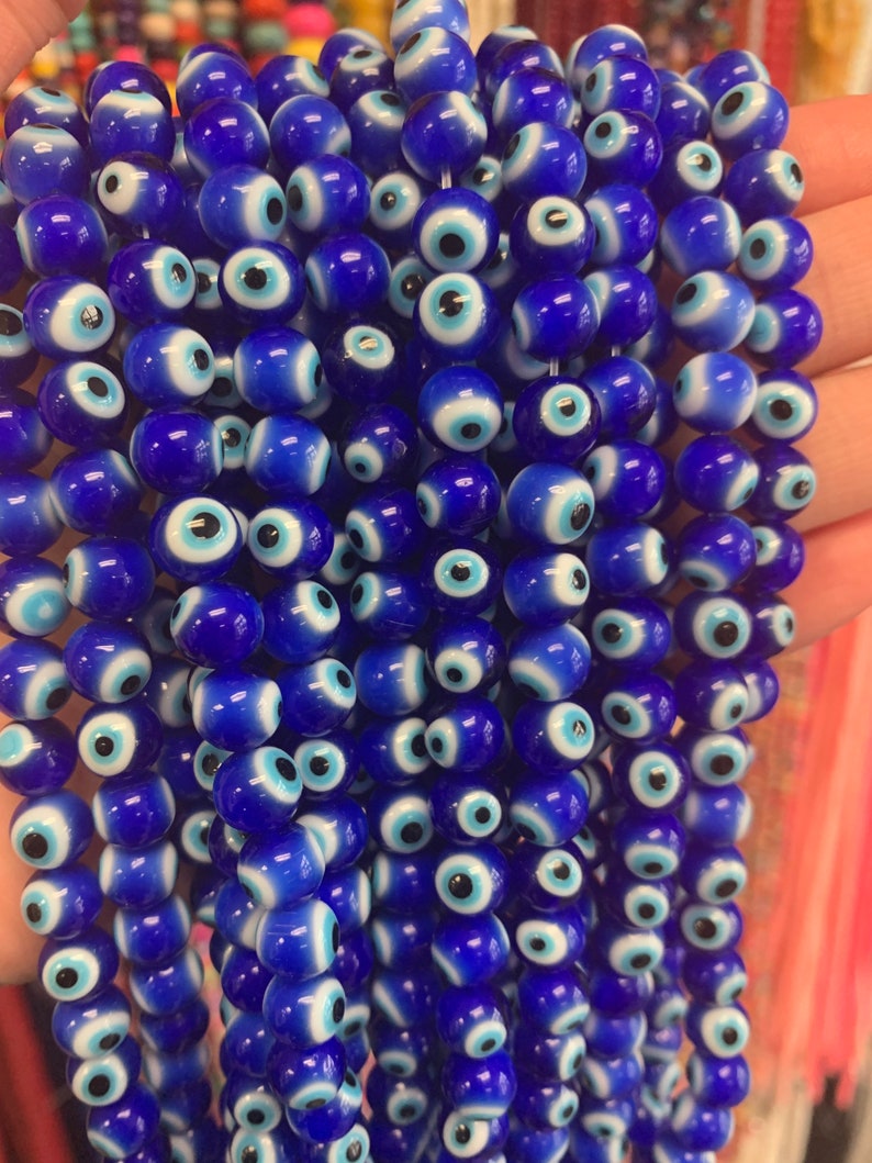 50 Evil Eye Round Glass Beadsreligious Amulet Prayer | Etsy