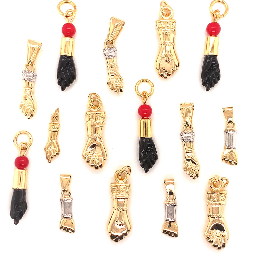 18K Figa Amulet Charm, Mano Fico, Italian Hand Pendant, Gold Filled ...