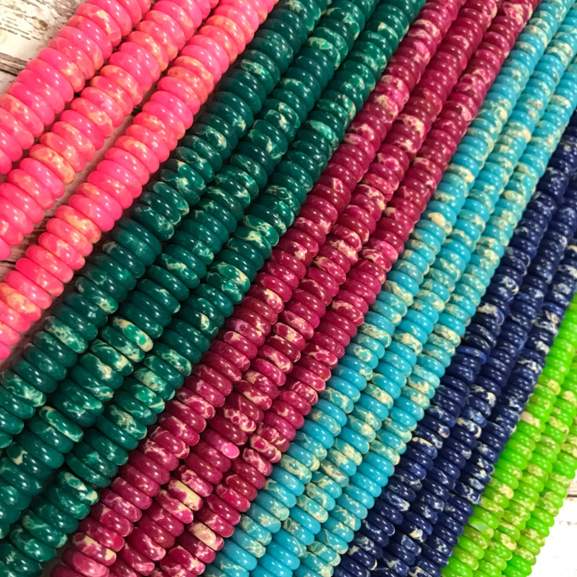 Mosaic Turquoise Rondelle, Green Mosaic Turquoise Rondelles, Rondelle ...