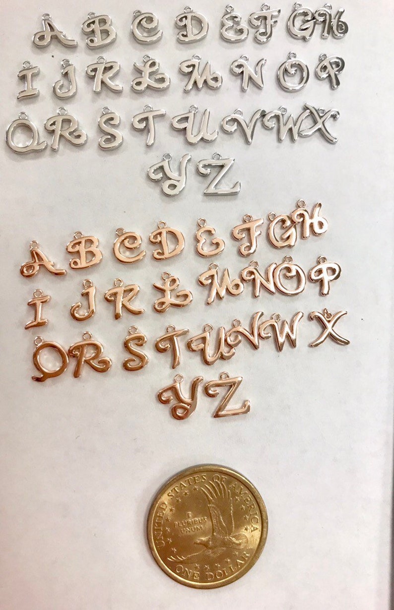 Dainty Sterling Silver Cursive Initial Charmscript | Etsy