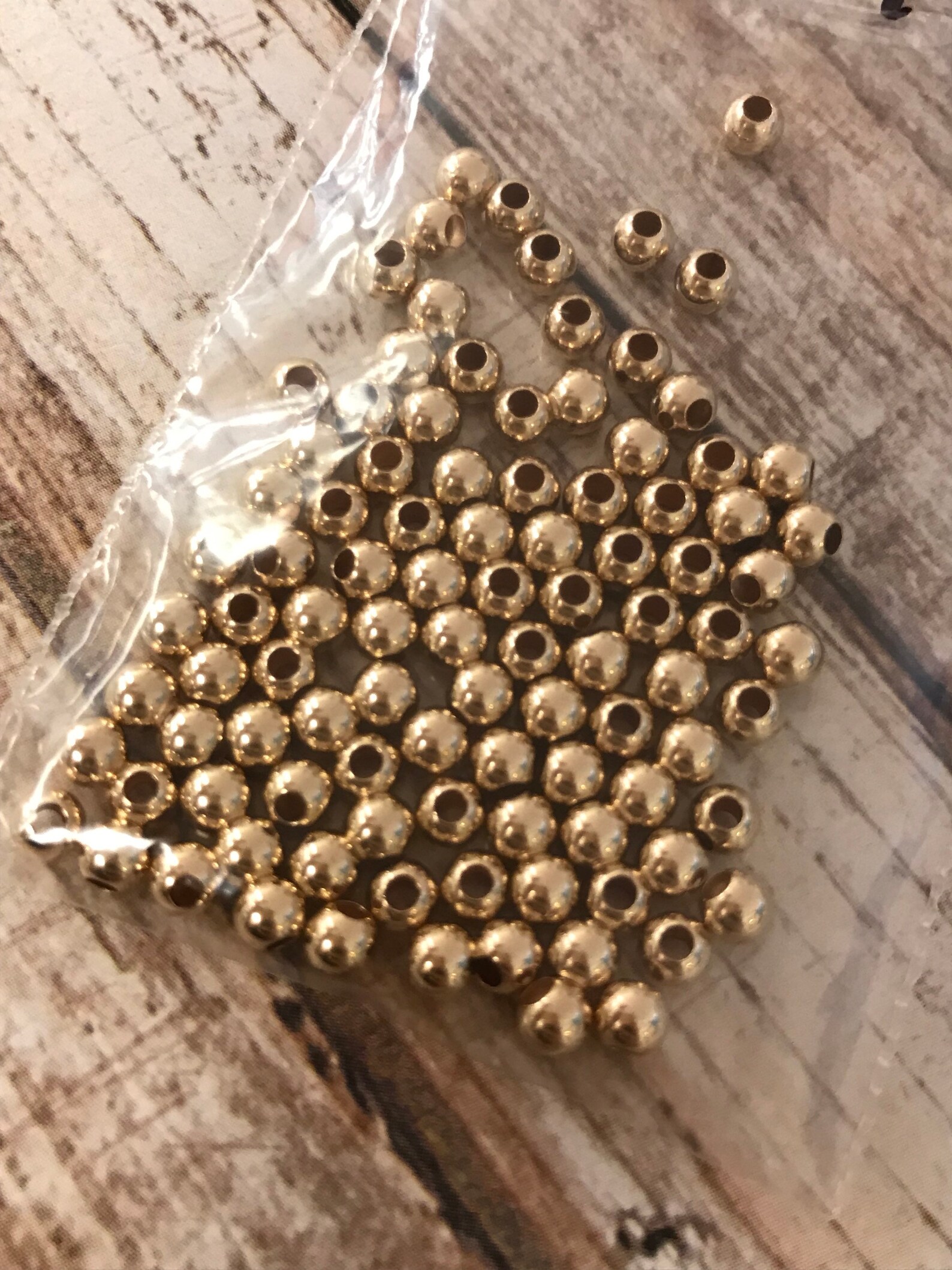 4mm Gold Filled Beads,pack of 100 Large Hole Gold Filled Spacer,14kt ...