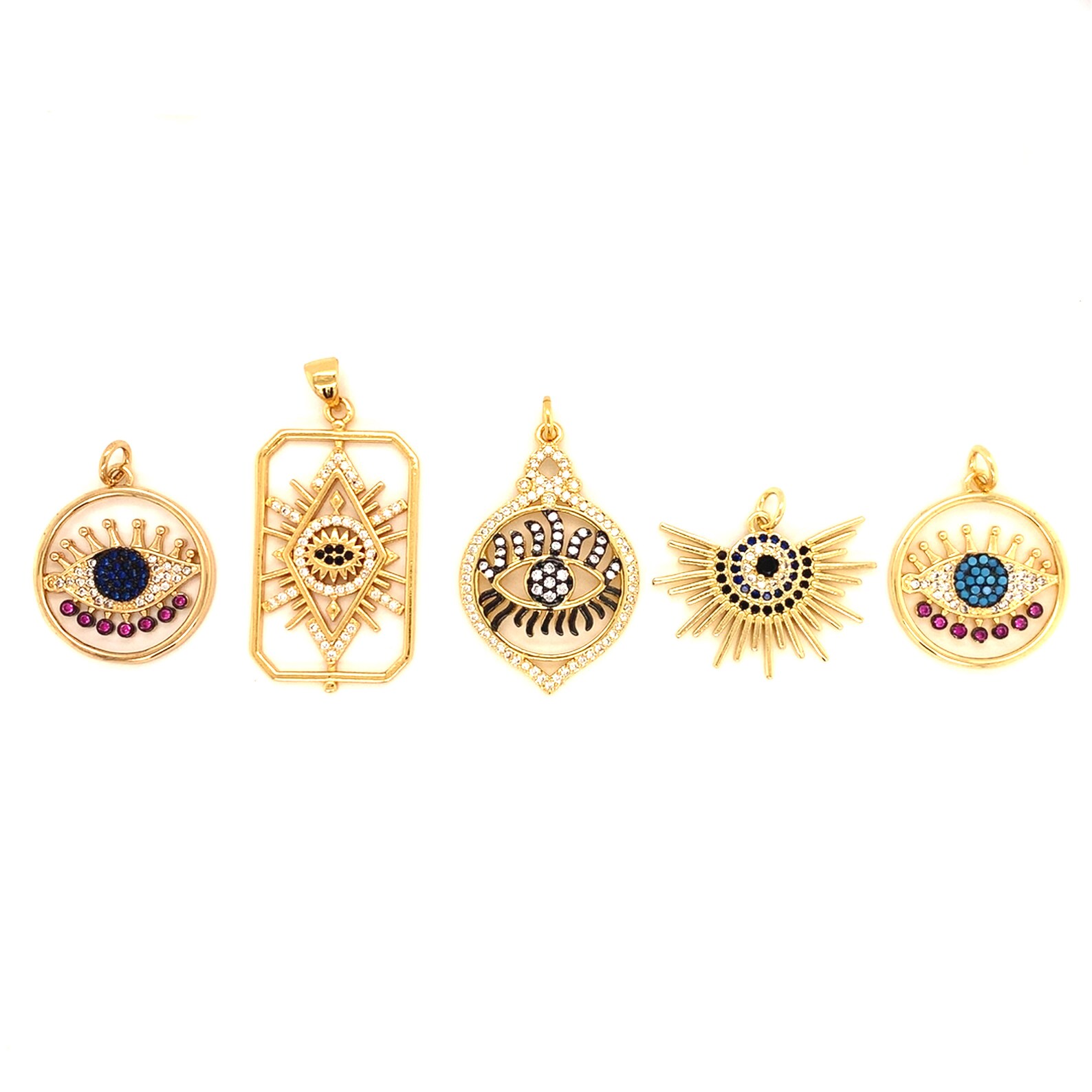 Large Gold Evil Eye Pendant, Lucky Eye Charms for Necklace, Good Luck ...