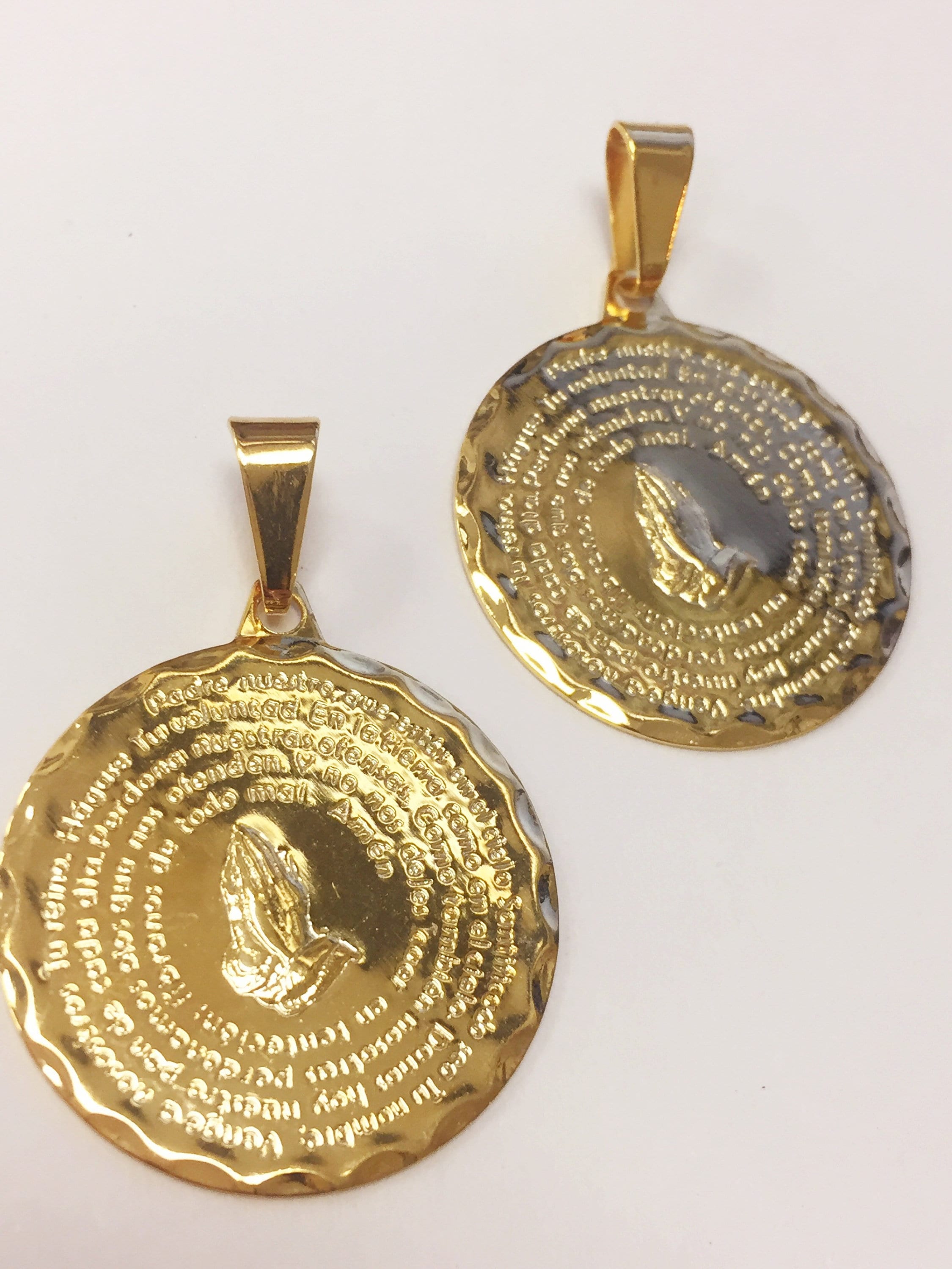 18K GF Our Father Prayer Charm, Lords Prayer, Religious Medals, Our ...