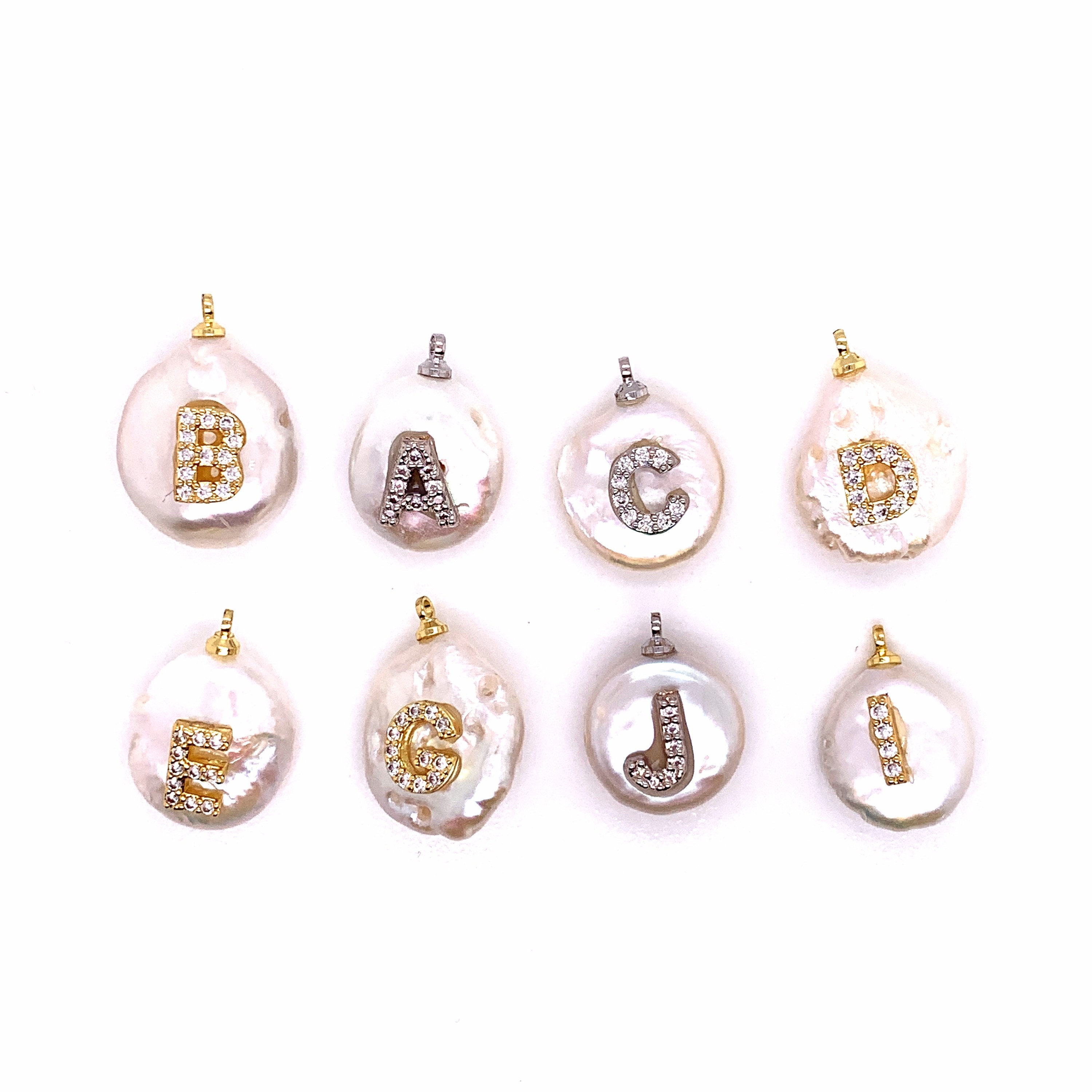 Dainty Pearl Initial Letter Charm for Necklace DIY Pearl | Etsy