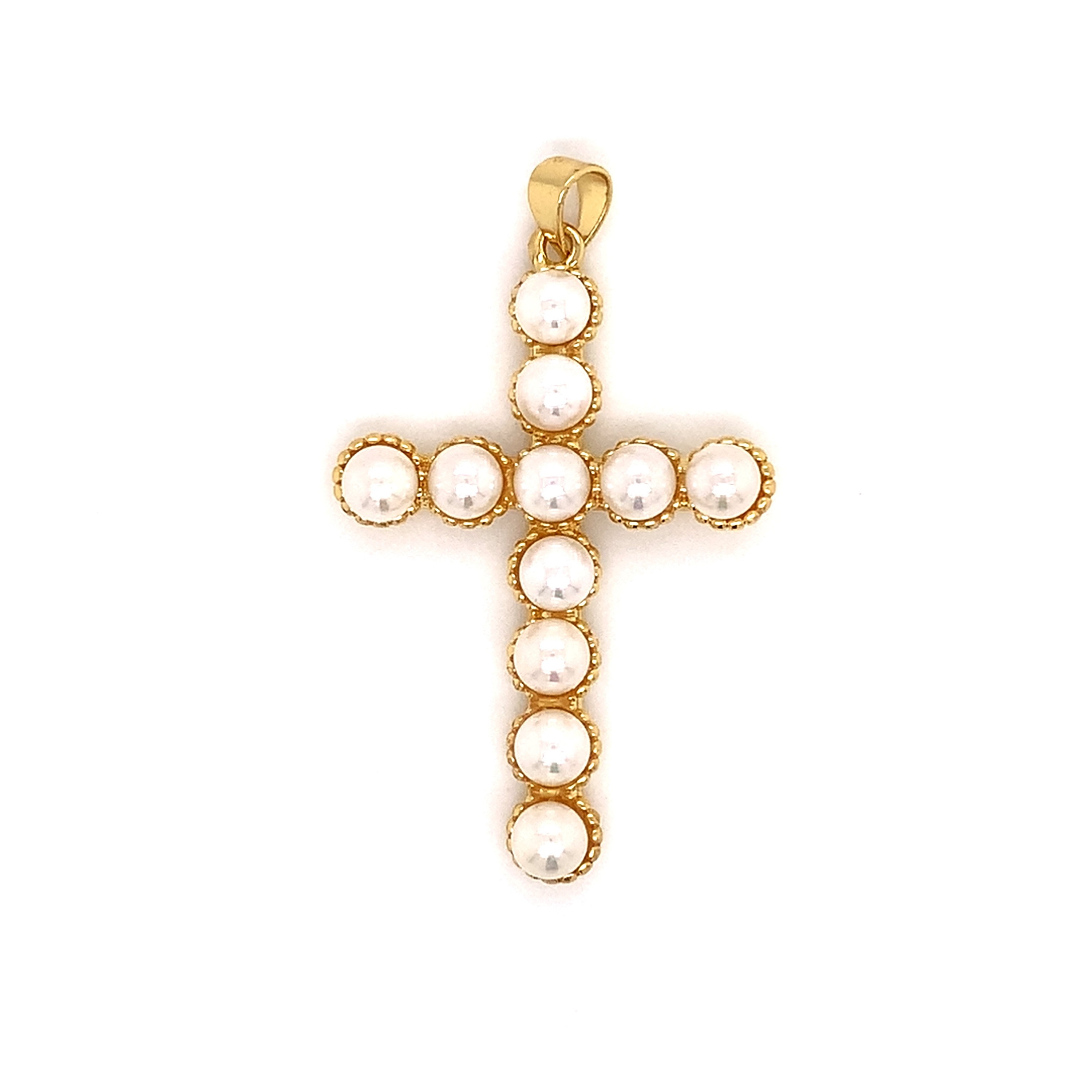 18K Large Gold Pearl Cross Pendant for Necklaceelegant Gold - Etsy