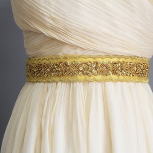 Gold Sequined Yellow Ribbon Sash, Bridal Yellow Sash, Bridesmaid Yellow ...