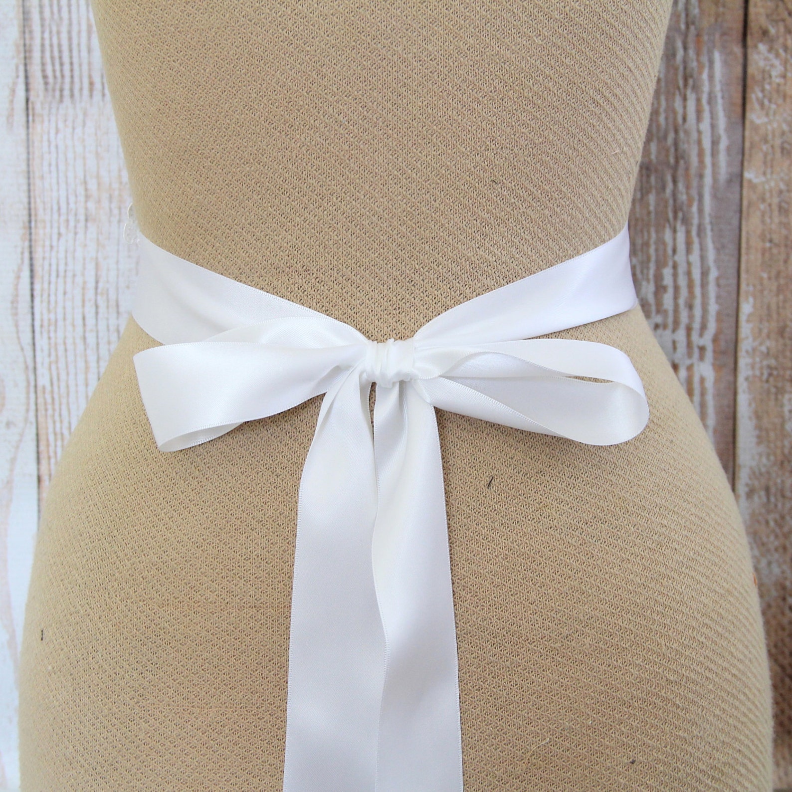 White Pearl Beaded Alencon Lace and White Ribbon Sash Bridal | Etsy