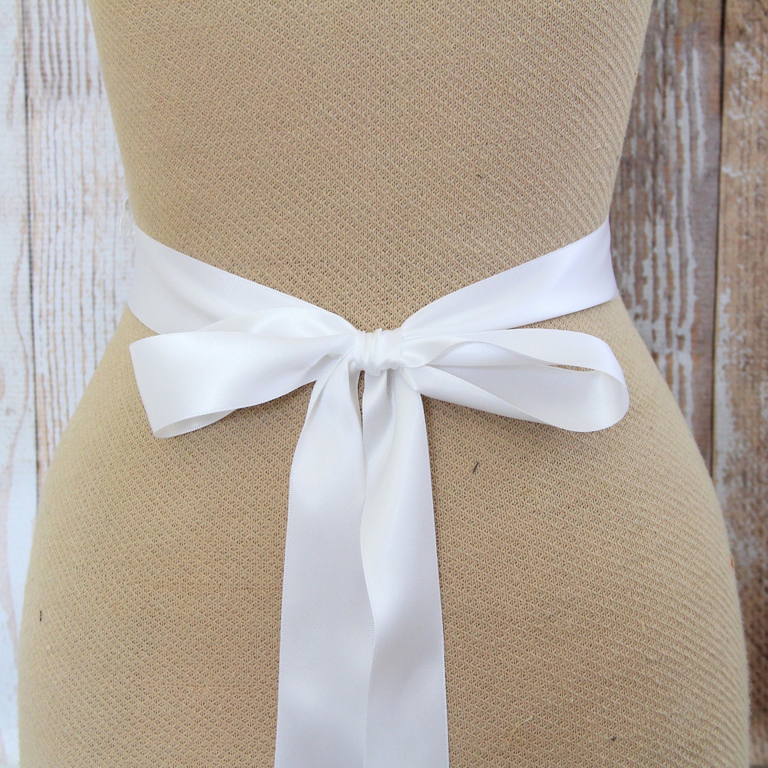 White Pearl Beaded Alencon Lace and White Ribbon Sash Bridal | Etsy