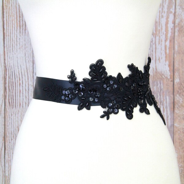 Black Lace Belt Etsy