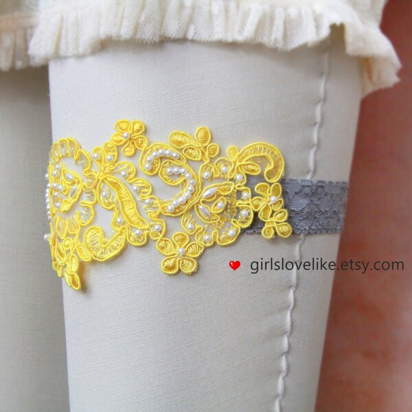 Yellow Grey Garter - Etsy