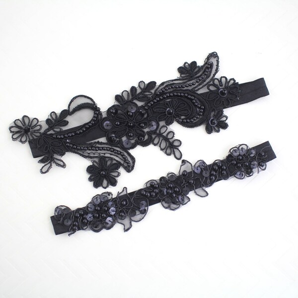 Black Wedding Garter - Etsy
