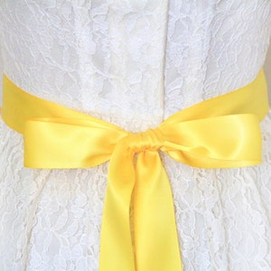Yellow Beaded Lace Sash Belt, Bridal Yellow Sash, Bridesmaid Sash ...