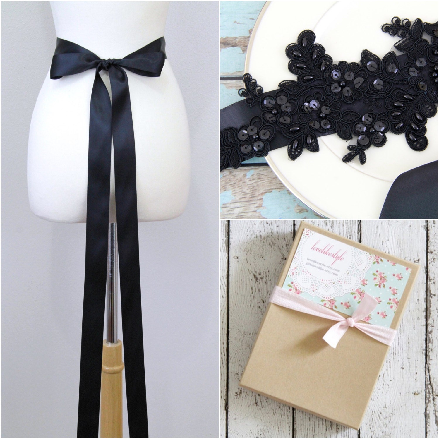 Black Beaded Wide Black Sash Bridal Black Sash Bridesmaid - Etsy