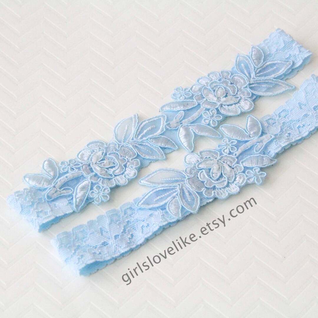 Something Blue, Light Blue Lace Wedding Garter Set, Light Blue Bridal ...