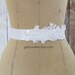White Pearl Beaded Alencon Lace and White Ribbon Sash, Bridal White ...