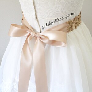 Metallic Gold Flower Lace Sash, Bridal Gold Sash, Bridesmaid Gold Sash ...