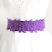 Purple Beaded Lace Satin Ribbon Sash, Purple Wedding Sash, Purple ...