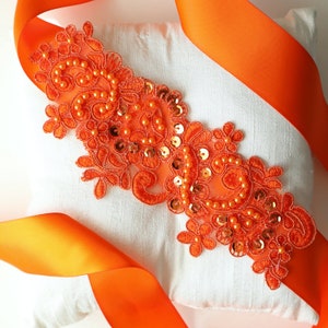 Orange Lace Sash, Orange Embroidery Lace Sash, Bridal Orange Sash ...