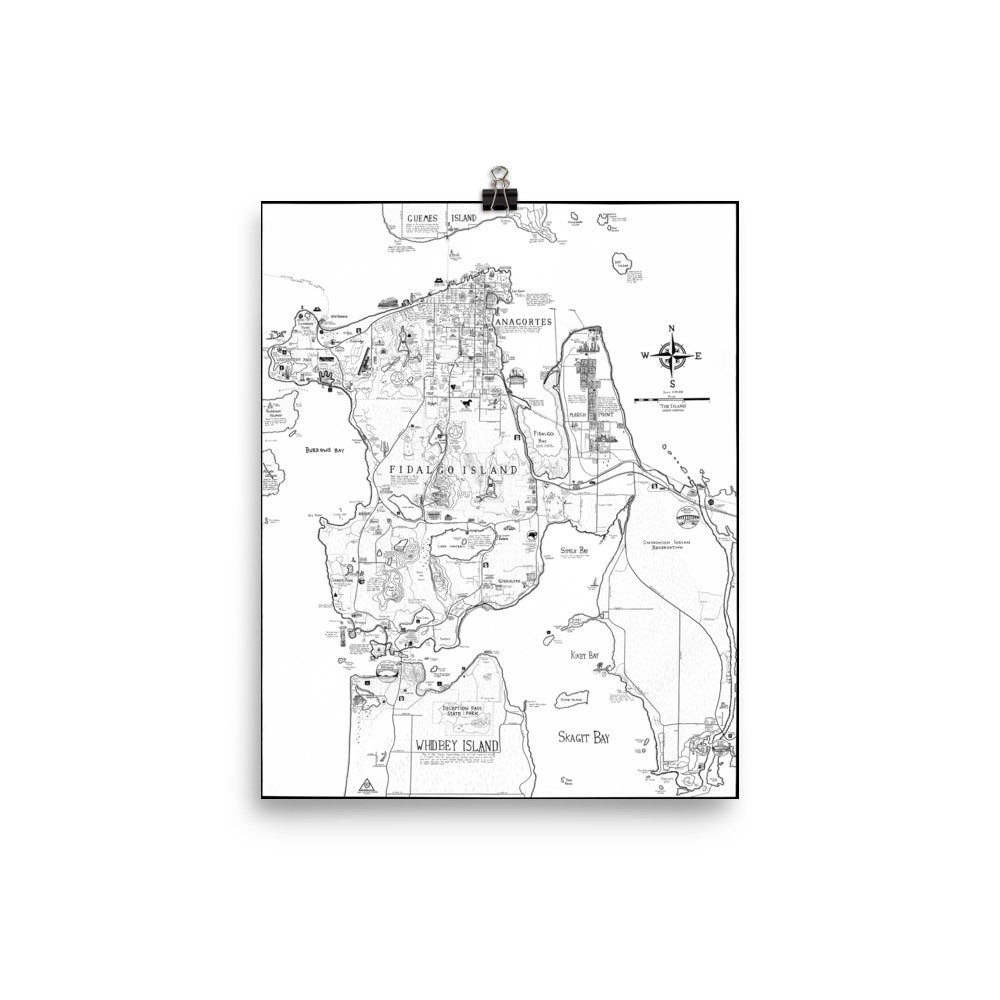 Fidalgo Island Hand-drawn Map - Etsy
